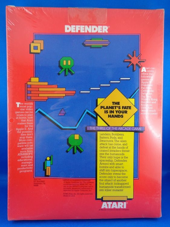 APPLE II -- DEFENDER (ATARISOFT) #NOS #SEALED (Neu und originalverpackt ...