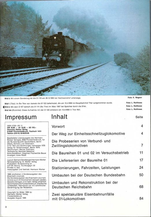 Sonderausgabe Baureihe 01, E 18 und 19. 2 Hefte. (Gebraucht) in Horw ...