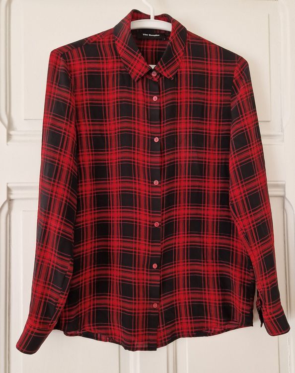 Chemisier à carreaux rouge et noir 100% soie The Kooples | Kaufen auf ...