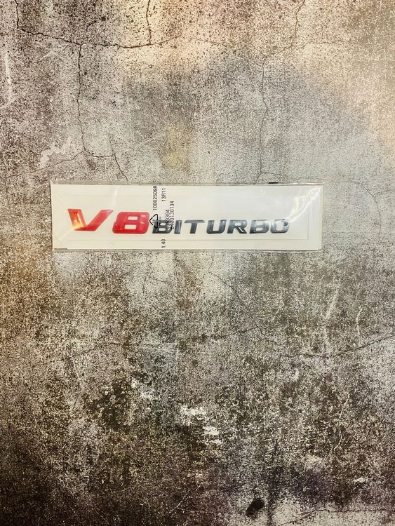 Mercedes AMG V8 Biturbo 3D Aufkleber Emblem Logo Rot/Schwarz (Neu und ...