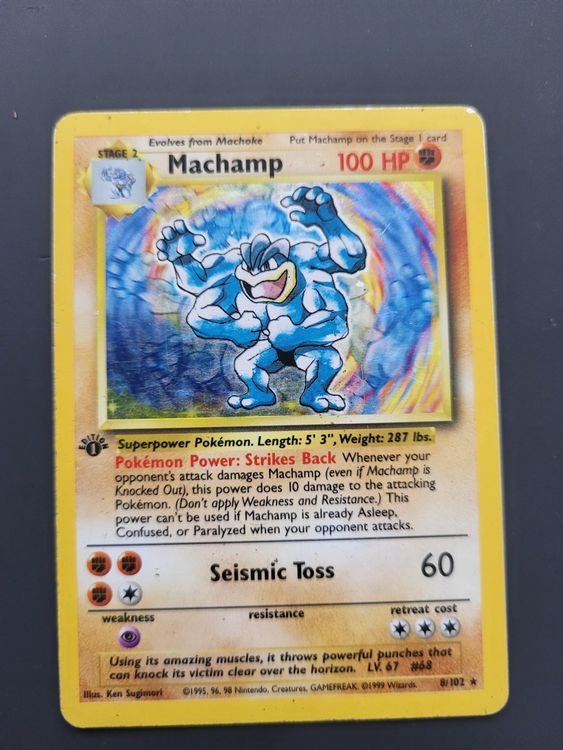 Pokemon Machamp Holo 1.Edition Base Set (Gebraucht) in oberbuchsiten ...