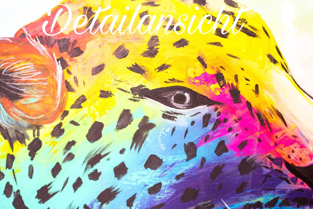 Acrylbild Tier Leopard bunt Unikat (Neu und originalverpackt) in Rheinau für CHF 250 – mit ...