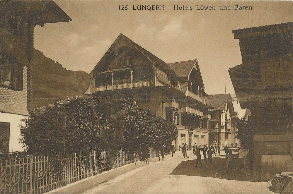 Lungern OW Hotel Löwen + Bären belebt 1921 sehr gut erhalten (Neu ...