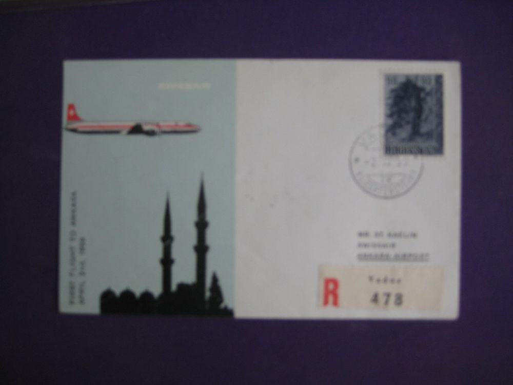 Erstflugbrief Vaduz-Zürich-ANKARA 2. April 1959 (Neu (gemäss Beschreibung)) in Wangs für CHF 16 ...