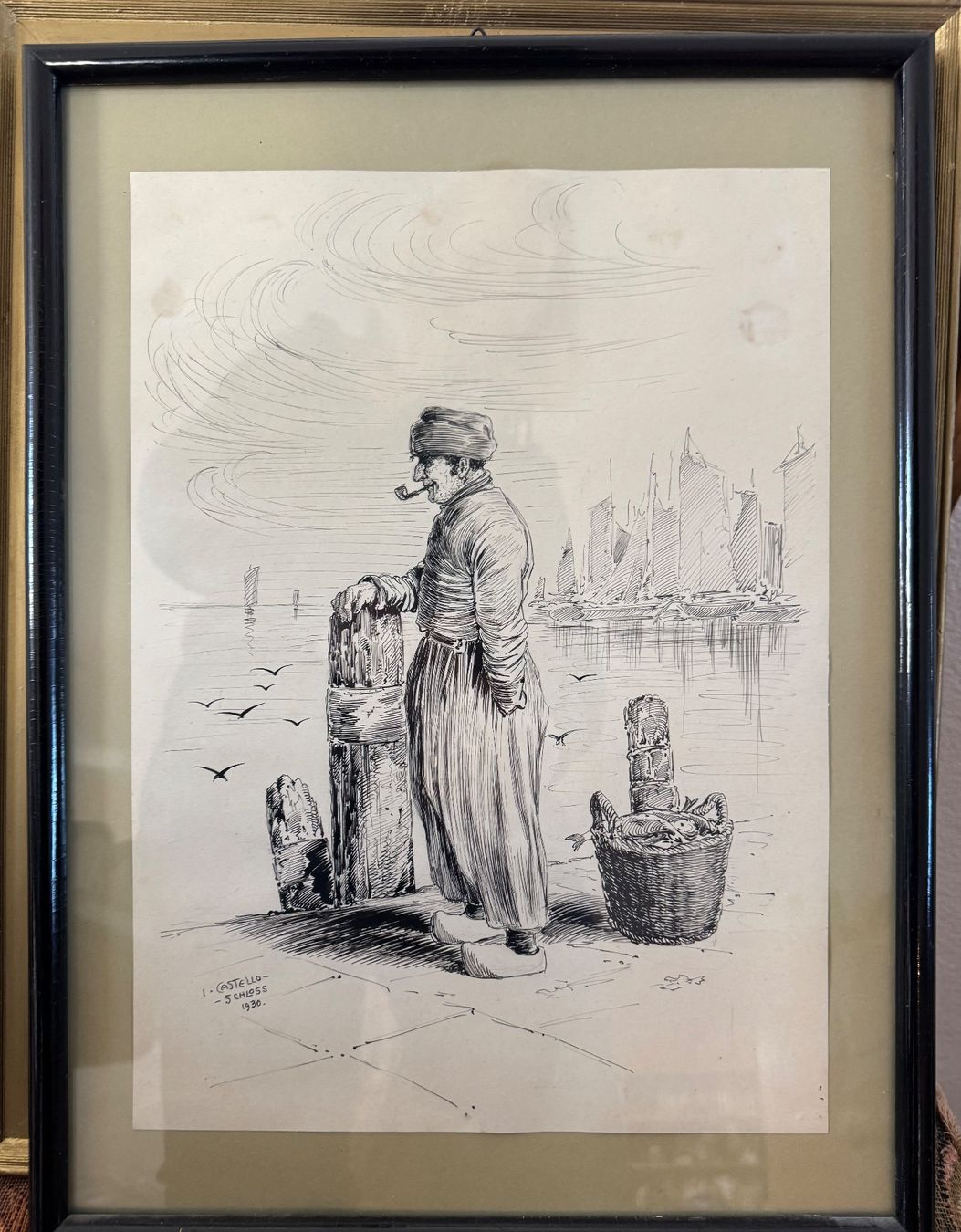 Original Zeichnung I. Costello-Schiess 1930, gerahmt. (Gebraucht) in ...