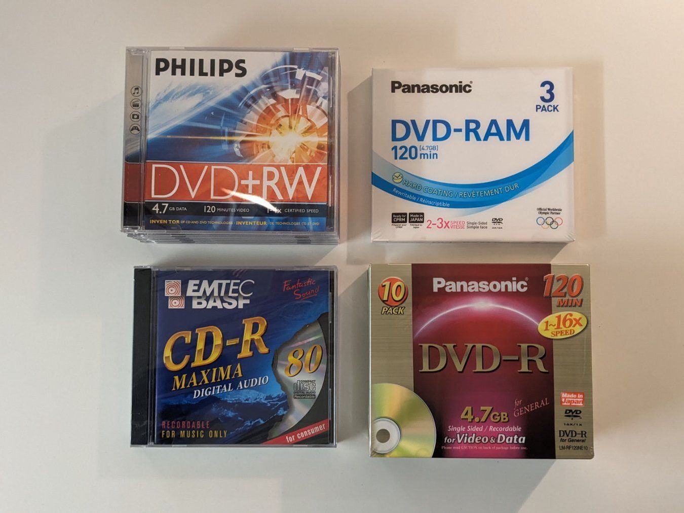 DVD-RAM, DVD-RW, DVD-R und CD-R Rohlinge Originalverpackt (Neu und ...