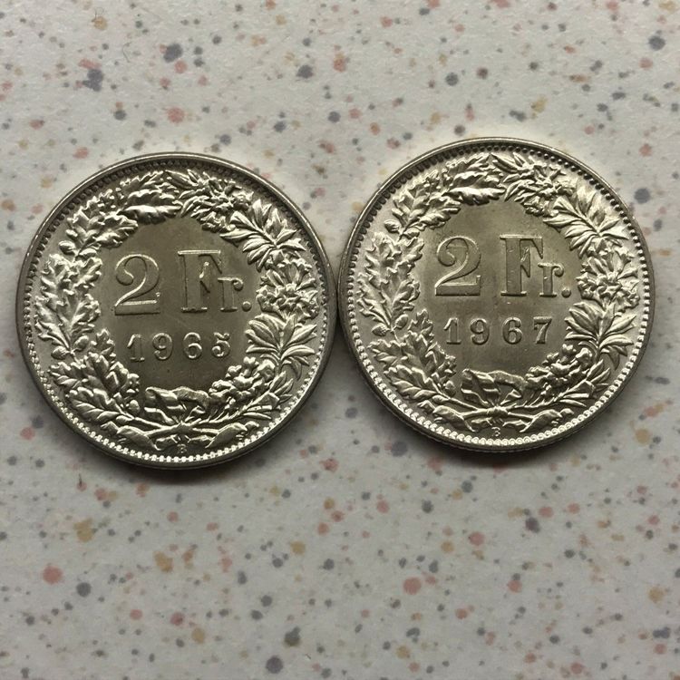 1965 + 1967 2 Franken! Silber ! (Neu (gemäss Beschreibung)) in Winterthur für CHF 13 – mit ...