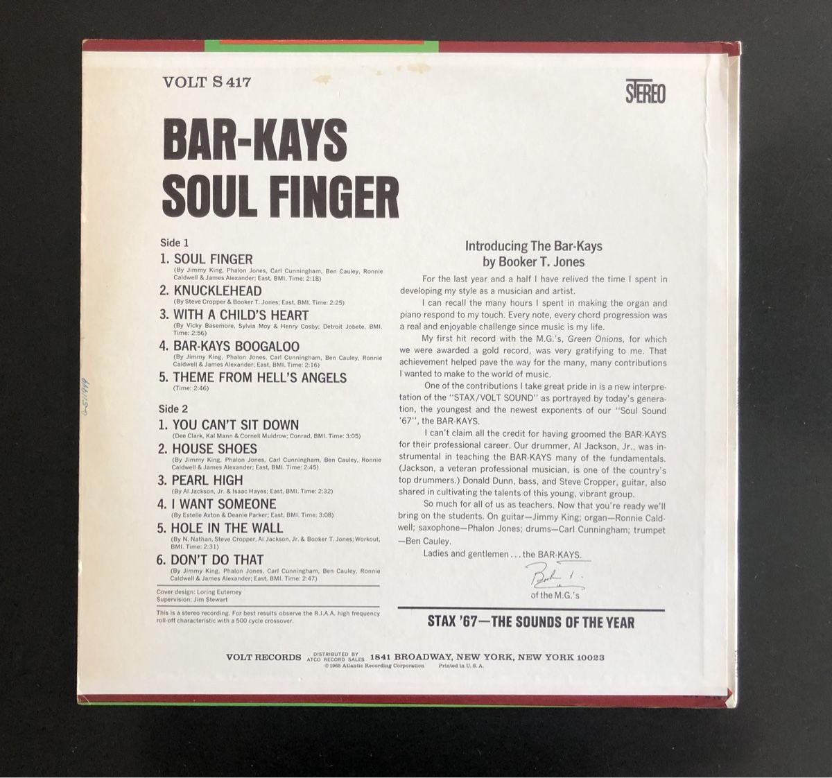 Bar-Kays Soul Finger OG US Funk LP 1968 Volt S-417 (Gebraucht) in Bern ...