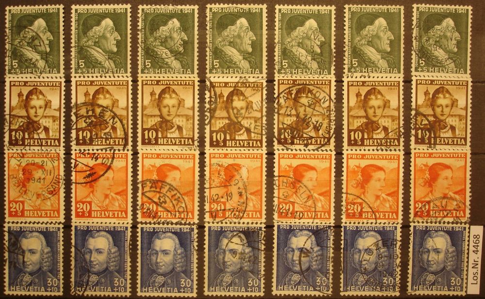 Serie PJ 1941 je 7 Stk. gest. hoher Kat. 70.- (Gebraucht) in Wallisellen für CHF 1 – mit ...