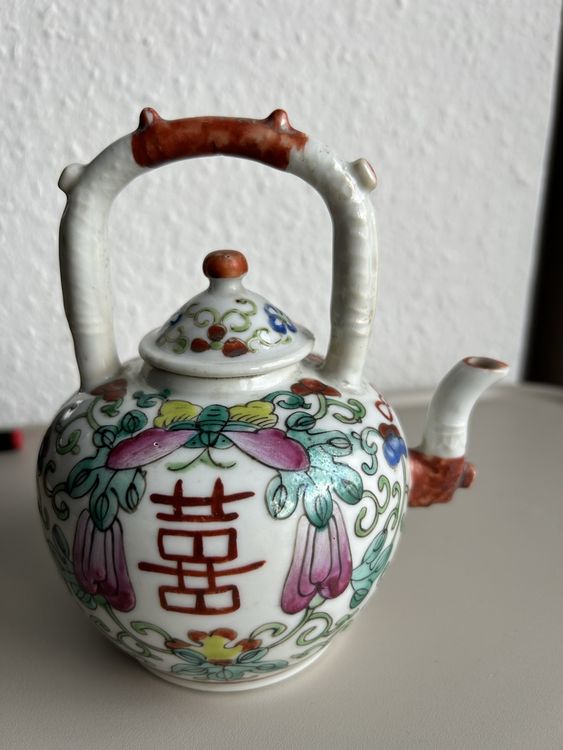 Antique Chinese Porcelain Teapot Handpainted Double Happines (Gebraucht ...