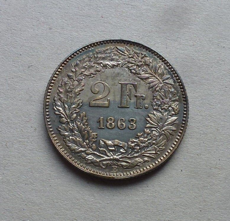 2.- Franken 1863, sehr seltene Erhaltung (Gebraucht) in Walkringen für CHF 2500 – mit Lieferung ...