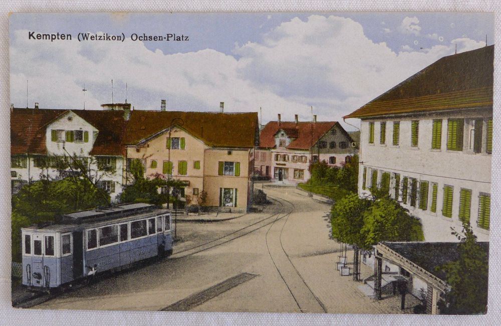 AK KEMPTEN (Wetzikon) ZH, koloriert, Dorfansicht mit TRAM (Gebraucht ...