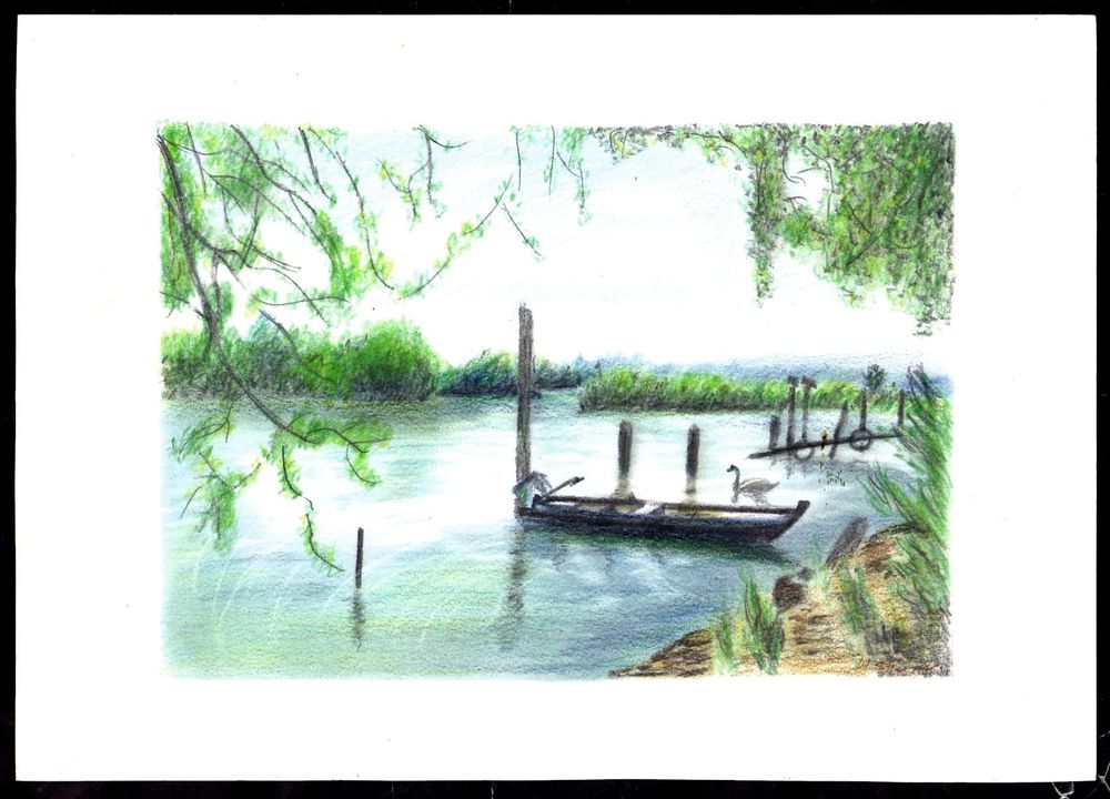 Farb-Lithographie, Altenrhein am Bodensee, signiert W. Stürm (Gebraucht ...