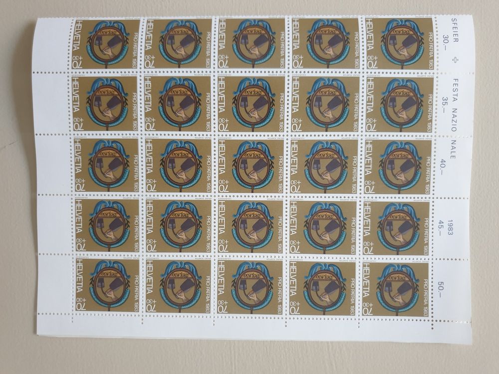 Briefmarkenbogen Pro Patria 1983 postfrisch 50 x 70 Rp. (Neu (gemäss Beschreibung)) in ...