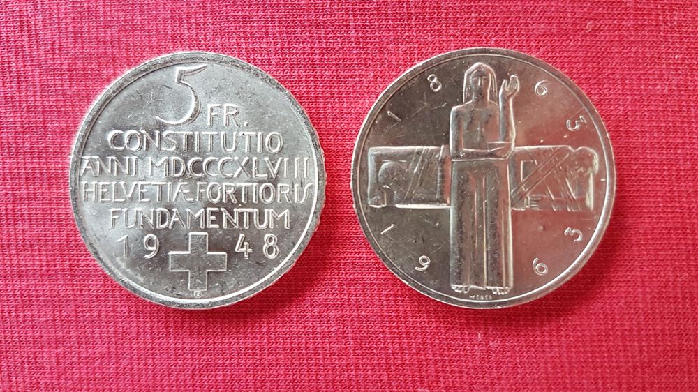 2 x 5 Franken Silber Gedenkmünzen 1948-1963 ab nur 1 Fr !!! (Gebraucht) in Camignolo für CHF 16 ...