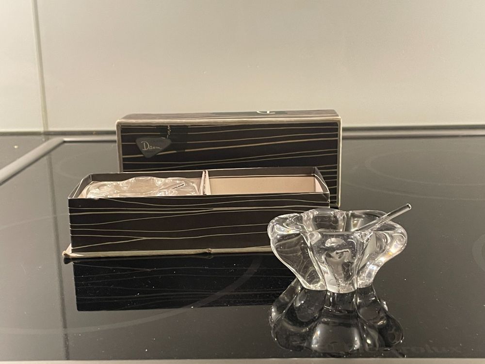 2 Salzschälchen Glas farblos Daum Frankreich orig. Schachtel (Gebraucht ...