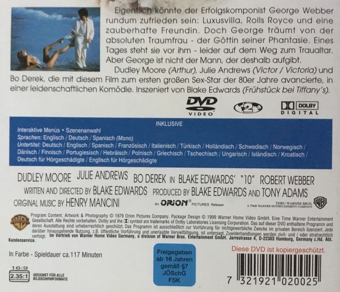 10 - Die Traumfrau - Blake Edwards - Dudley Moore, Bo Derek (Gebraucht ...