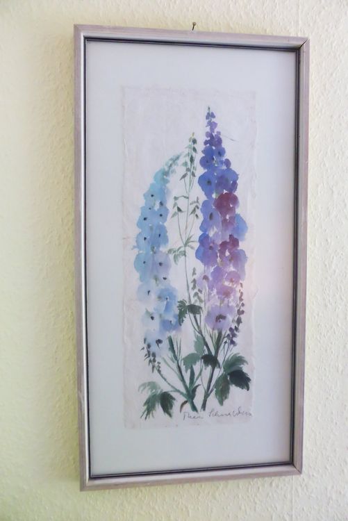 Thea Schneiders Lupinen - Aquarell handsigniert und gerahmt | Kaufen auf Ricardo