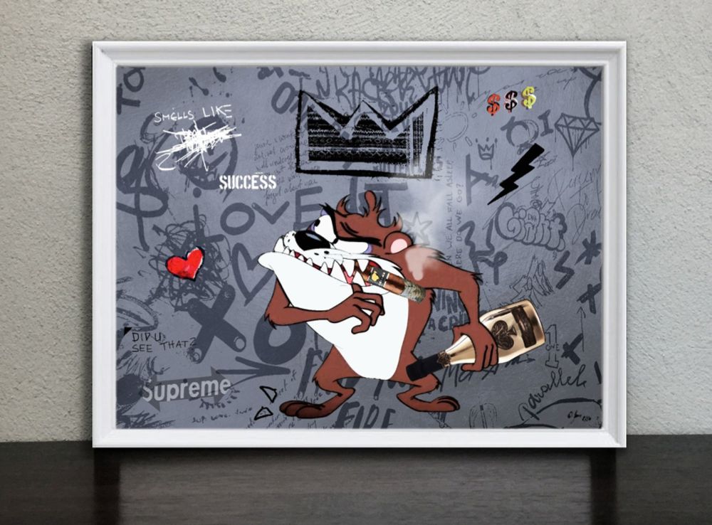 Hund Pop Art TAZ Dog Zigarre Champagner Success Bild Devil (Neu (gemäss ...