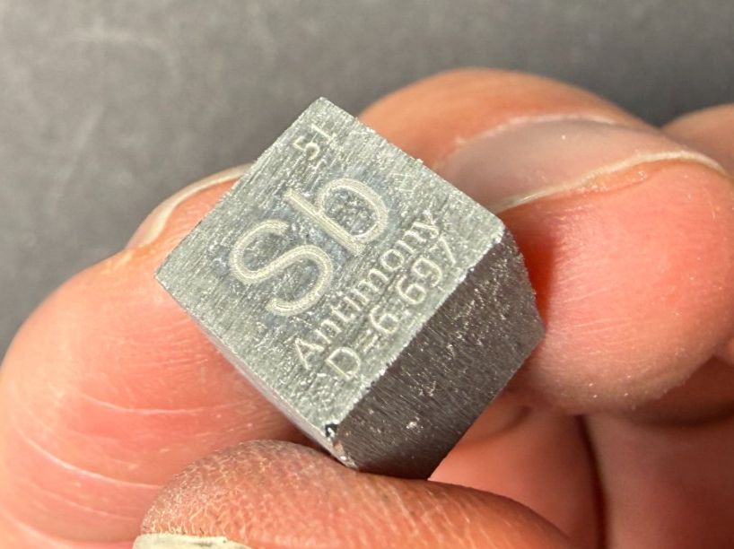Antimon, Elementwürfel, Dichtewürfel mit Gravur 1x1x1cm (Neu (gemäss ...