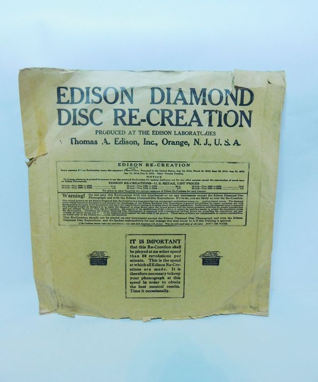 Uralt und Rar EDISON DIAMOND DISK RECORD Nr.50532 (Gebraucht) in ...
