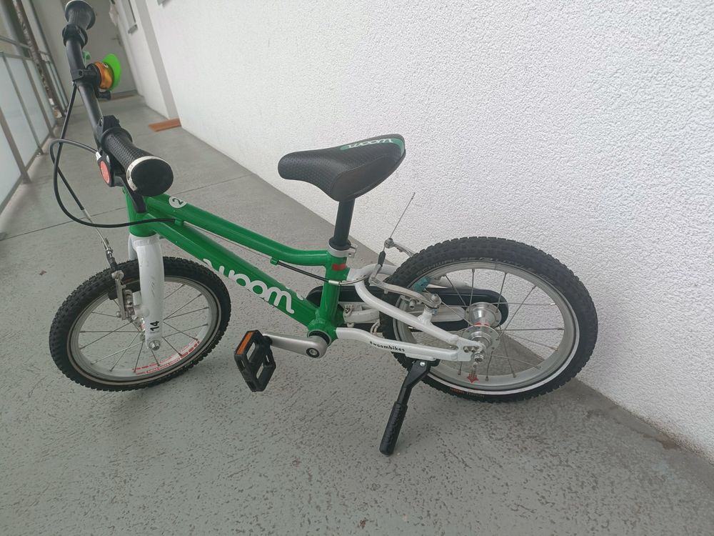 Woom 2 Kinderfahrrad grün weiss 14 Zoll (Gebraucht) in Zürich für CHF 349 – nur Abholung auf ...