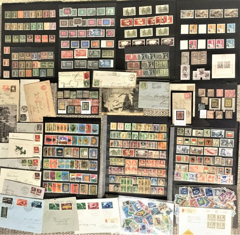 Schweiz-Sammlung, ab Rayon und Strubel, gest. /*/**/Belege (Gebraucht) in Belp für CHF 174 – mit ...