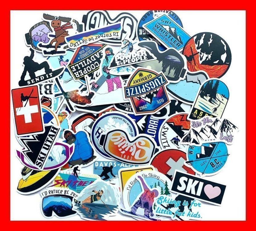 Stickerset 50 tlg Skigebiete Snowboard Laax Davos Arosa (Neu und ...