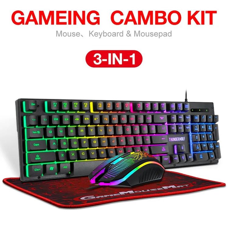 LED Gaming Tastatur Maus Set Keyboard 6 Tasten 2400 DPI Maus (Neu ...