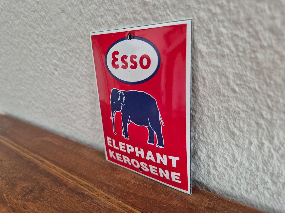 Emailschild Esso Elephant Logo Tanksäule Oil Emaille Schild (Gebraucht ...