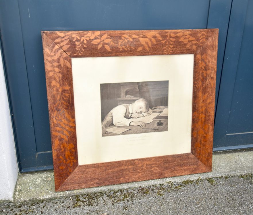 ANTIKER Bilderrahmen handgeschnitzt BLÄTTERDEKOR 76x70cm (Gebraucht) in ...