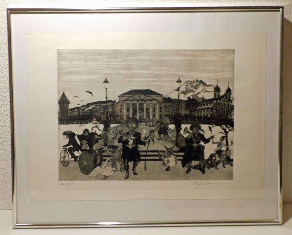 Rausverkauf Kunst Lithografie Thyl Eisenmann handcoloriert | Kaufen auf ...