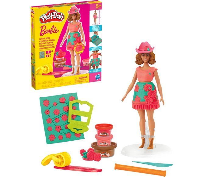 Play-Doh Barbie Blüten und Fransen, Puppe, 2 Dosen Knete (Neu und ...