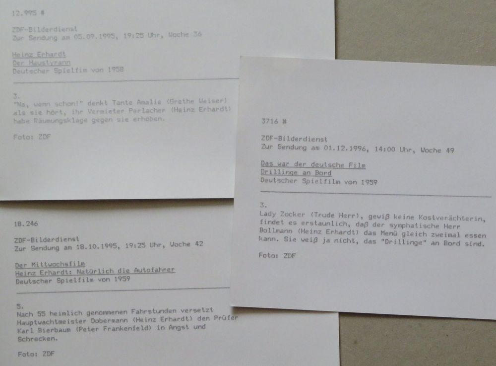 6 Fotos ZDF/SF-DRS, Heinz Erhardt in Filmen 1957-1959 | Kaufen auf Ricardo