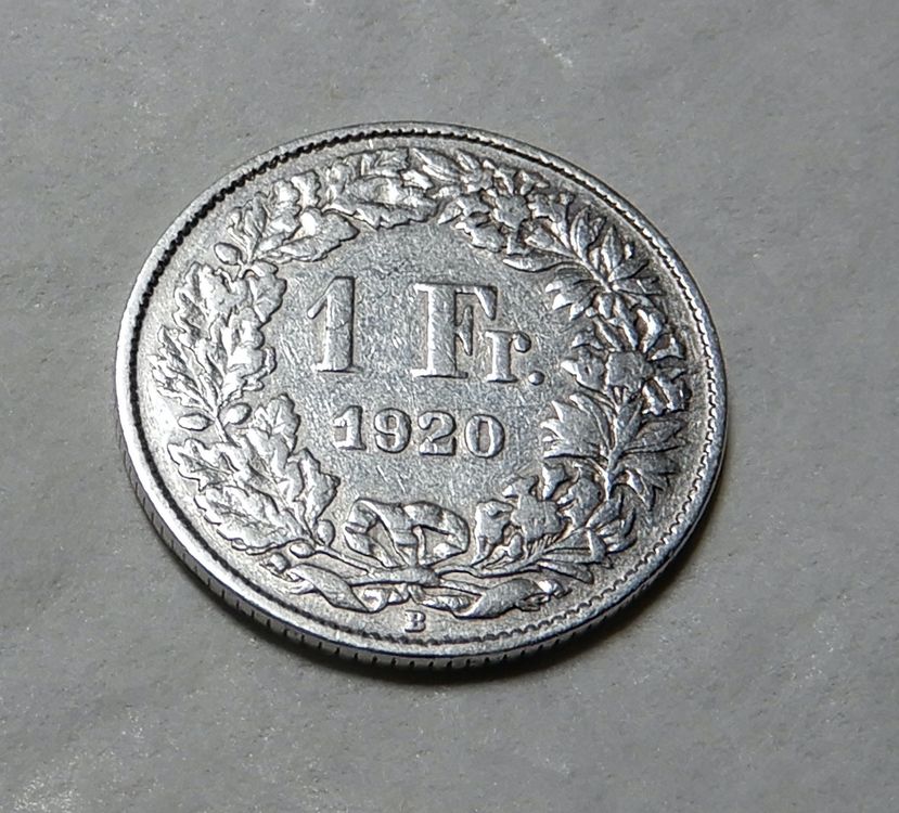 Silber Münze, 1920 , 1 Franken (Gebraucht) in Luzern für CHF 4 – mit Lieferung auf Ricardo kaufen