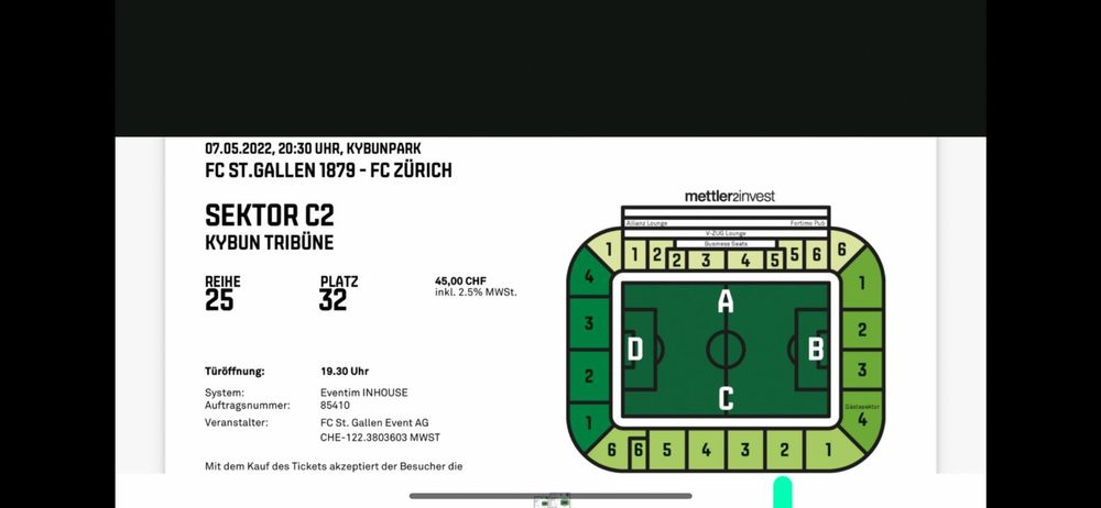 FC St.Gallen vs FCZ 3x top sitzplätze nebeneinander! | Kaufen auf Ricardo