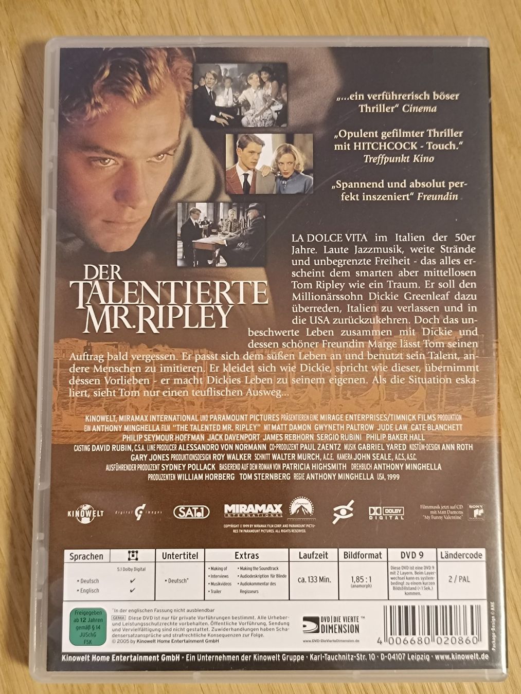 DVD - Der talentierte Mr. Ripley (Gebraucht) in Ibach für CHF 1 – mit ...
