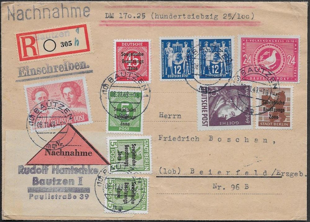 1949 R/NN Brief Deutsche Post Mehrfach-/Mischfrankat. ab 1.- (Gebraucht ...