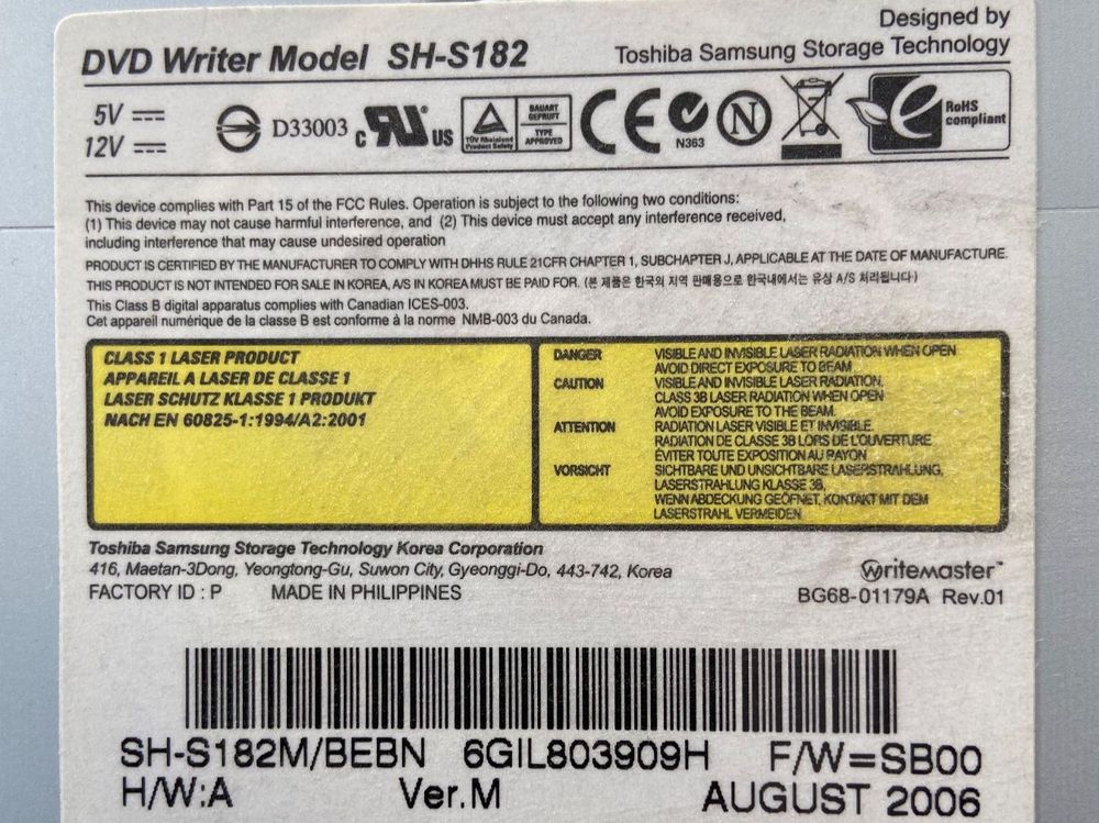 DVD-Writer SH-S182, Toshiba Samsung Storage, IDE Top! (Gebraucht) in ...