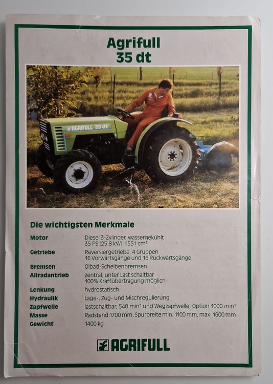 Agrifull 35dt Prospekt Traktor, Datenblatt (Gebraucht) in Kirchlindach ...
