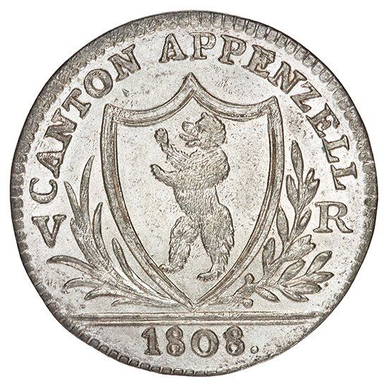 Kantonalmünze Appenzell AR Batzen 1808 (ganz nahe bei unz) (Gebraucht) in Schmidrüti für CHF 245 ...