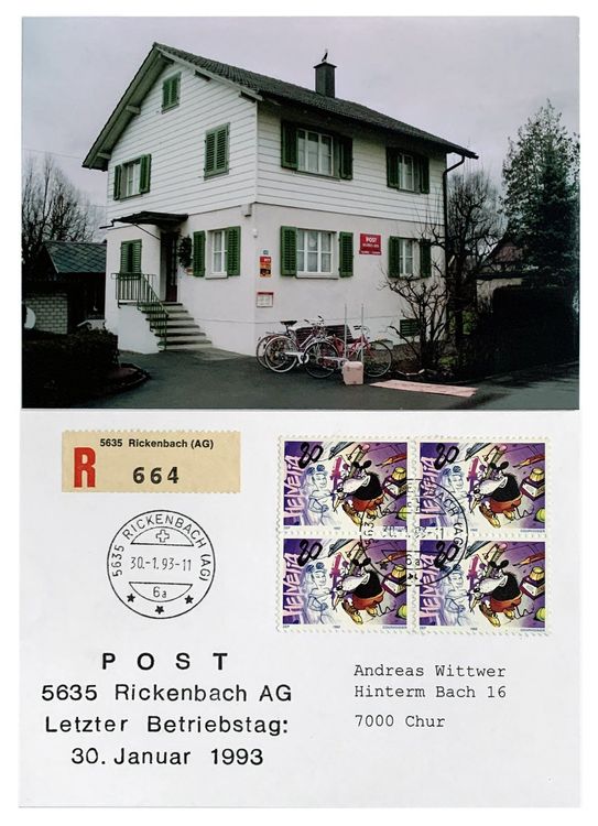 Rickenbach AG Merenschwand Letzttagskarte Post Postbüro PTT (Neu ...