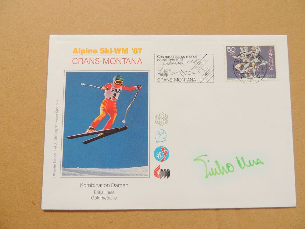 Ski-WM Crans Montana 1987 Sonderbrief Erika Hess Autogramm (Neu (gemäss Beschreibung)) in ...
