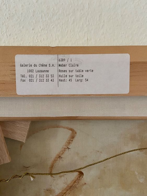 Huile sur toile Claire Weber " Roses sur table verte" | Kaufen auf Ricardo