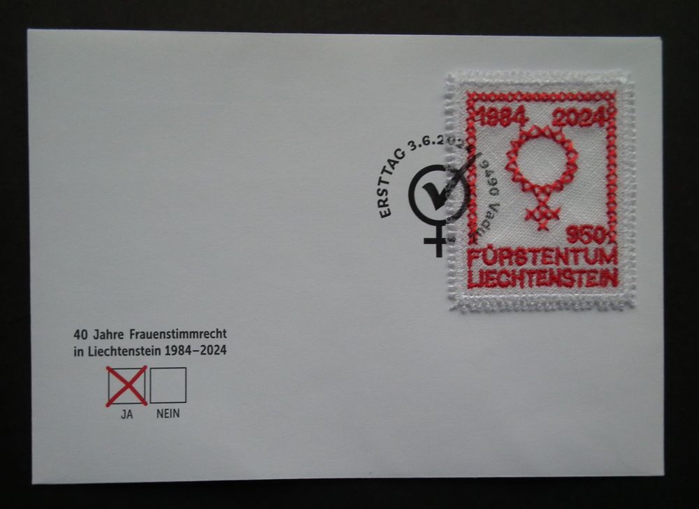 2024 Fürstentum Lichtenstein 40-J Frauenstimmrecht Stickerm. (Gebraucht ...