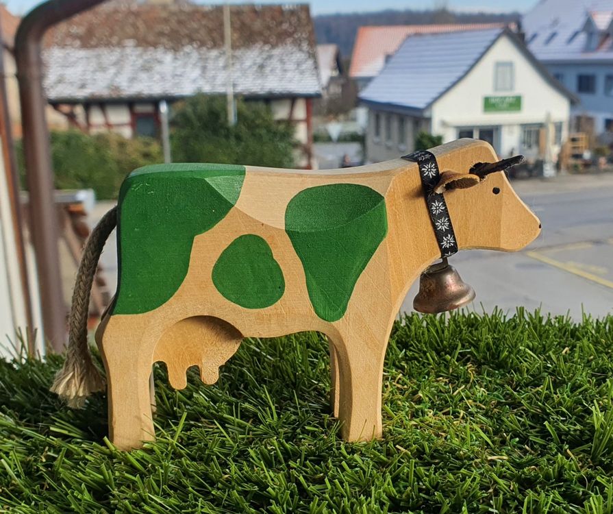 Trauffer Holzkuh grün mit Glöggli | Kaufen auf Ricardo