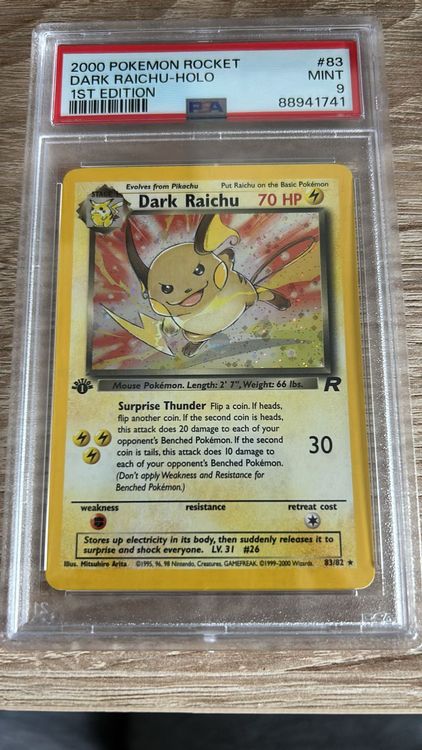PSA 9 EN 1. Edition Dark Raichu Holo | Kaufen auf Ricardo