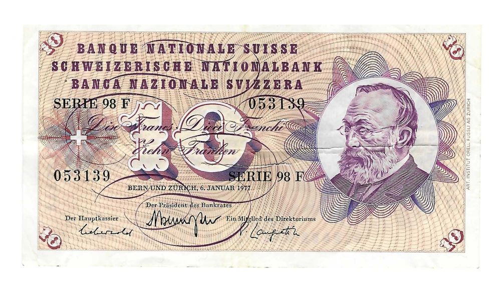 Banknote CHF 10.-- 1977 (Gebraucht) in Humlikon für CHF 5 – mit Lieferung auf Ricardo kaufen