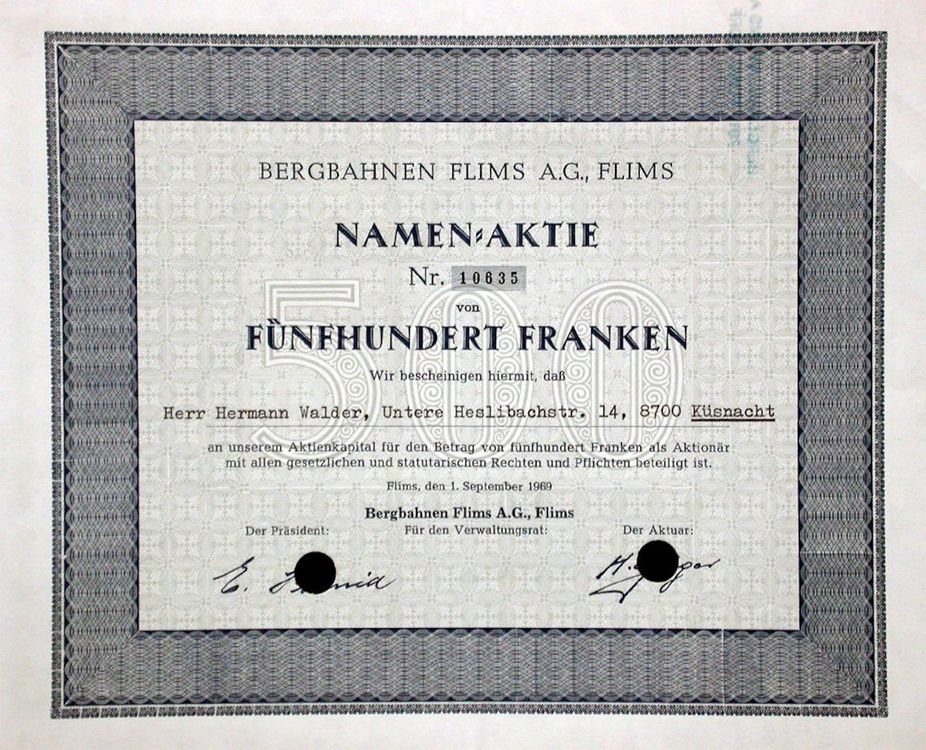 Bergbahnen Flims AG, Flims - 1969 (Gebraucht) in Solothurn für CHF 6 ...