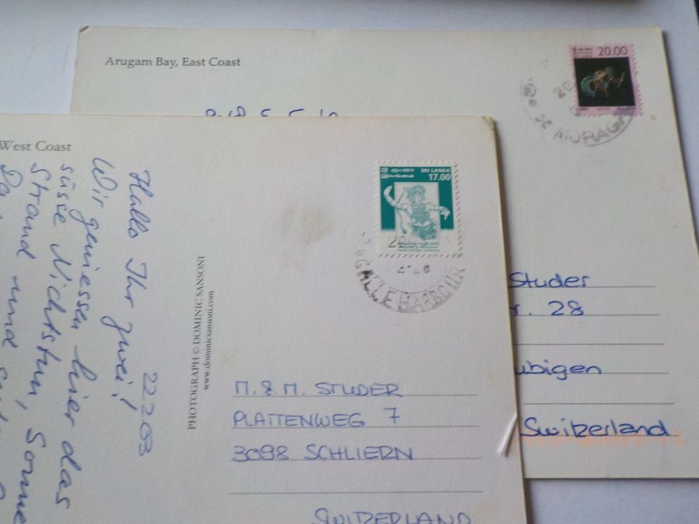 Asien, Sri Lanka, 2 Karten mit Marken (Gebraucht) in Muri b. Bern für CHF 1 – mit Lieferung auf ...